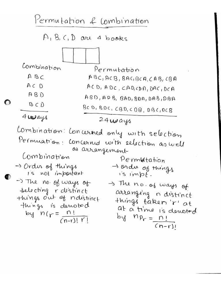 Permutation and Combination 1st Class | PDF