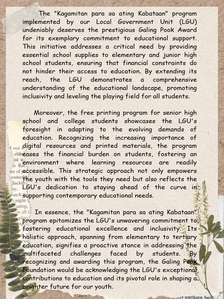 Galing Poook Award POLGOV | PDF