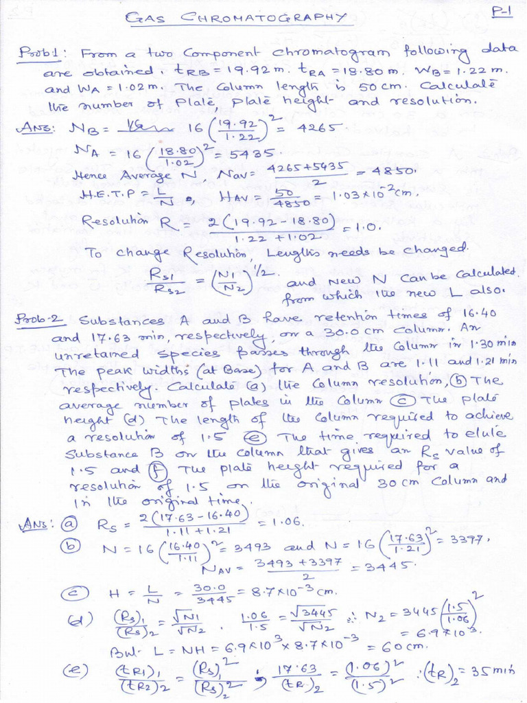 Gas Chromatography Practice Problems | PDF