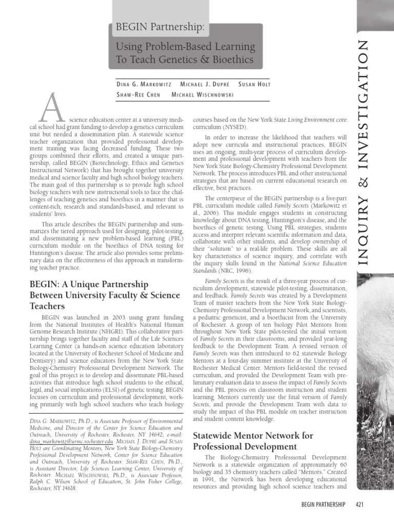 Using pbl to teach | PDF | Mentorship | Inquiry Based Learning