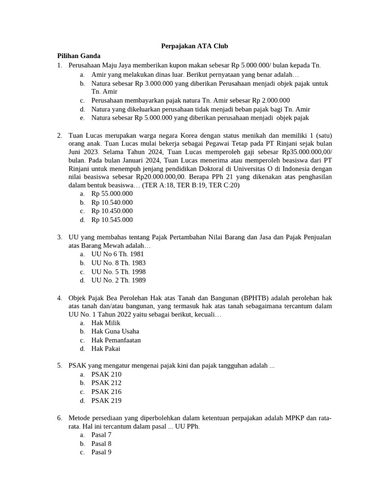 Soal Perpajakan | PDF