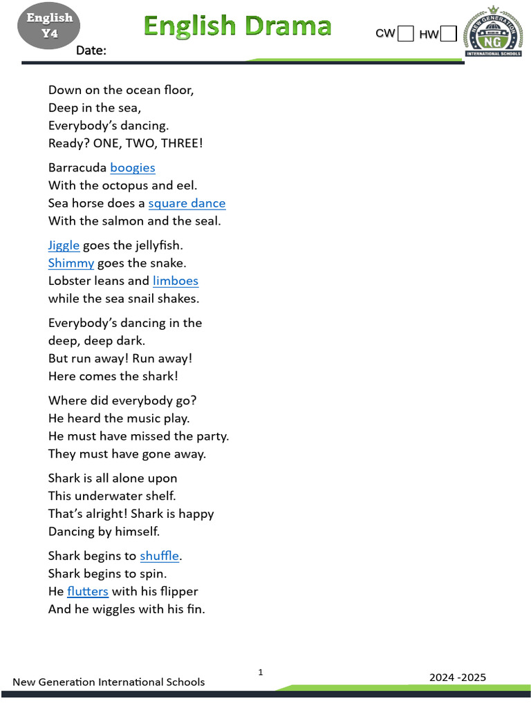 Deep Sea Dance Party Poem for Kids | PDF