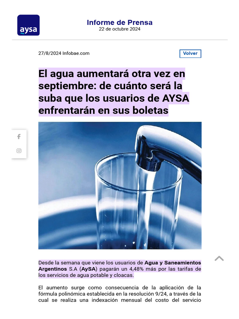Aysa Aumentos 2024 | PDF | Inflación | Economias