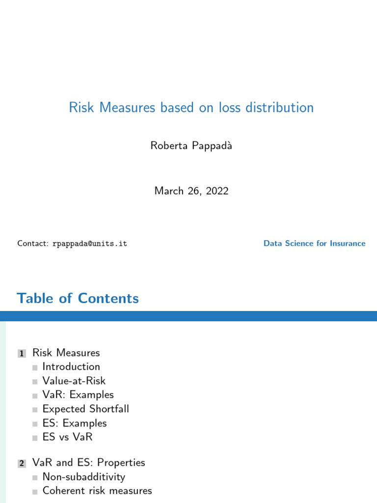 02 Risk Measures | PDF | Value At Risk | Mathematical And Quantitative ...