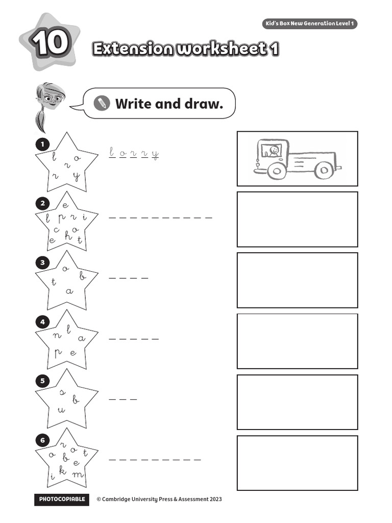 KBNGESS KidsBox Level1 Unit10 Extension Worksheet 1 | PDF