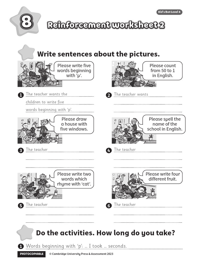 KBNGESS KidsBox Level4 Unit8 Reinforcement Worksheet 2 | PDF