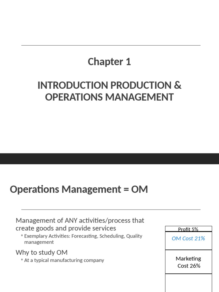 Introduction To POM | PDF | Operations Management | Retail