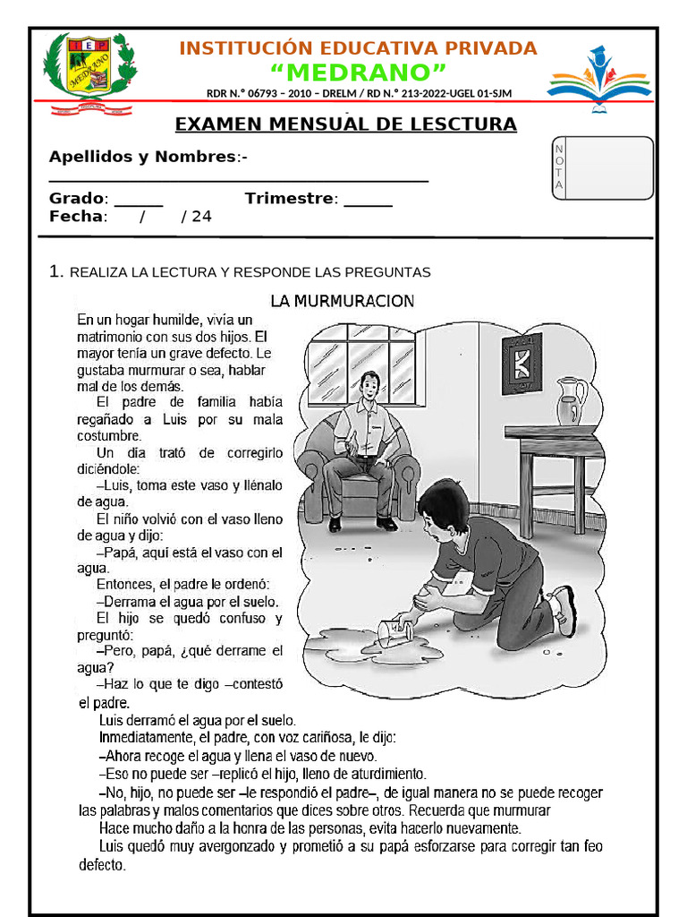 Examen de Lectura | PDF