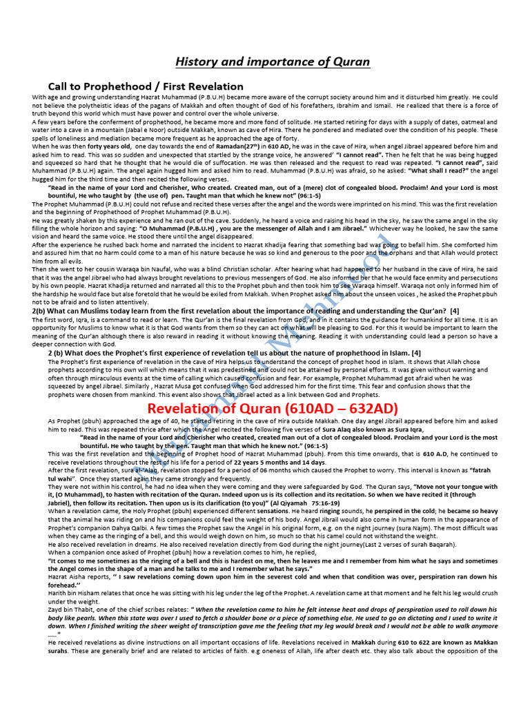 Quran's First Revelation Insights | PDF | Quran | Islam