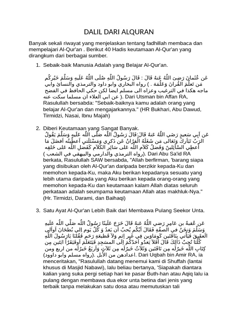 Dalil Dari Alquran | PDF