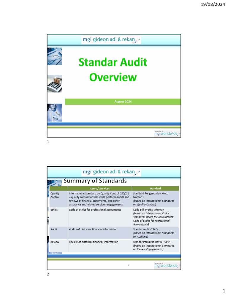 Standar Audit Overview - BAC | PDF | Audit | Financial Audit