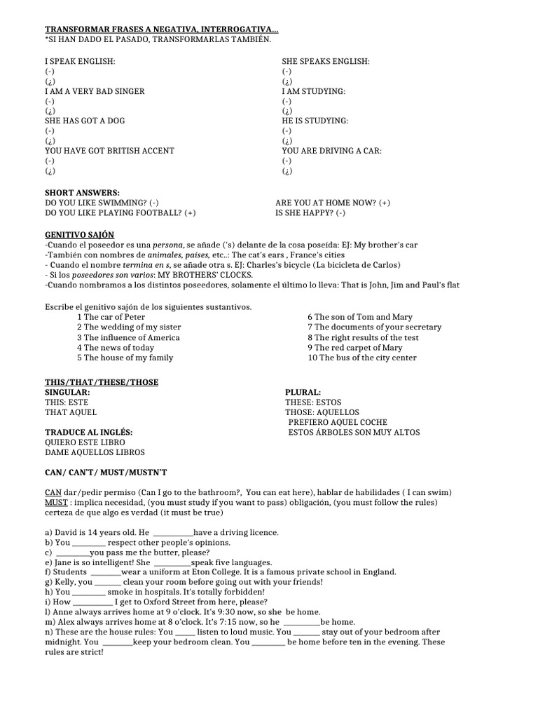 Repaso General Ingles 2 | PDF