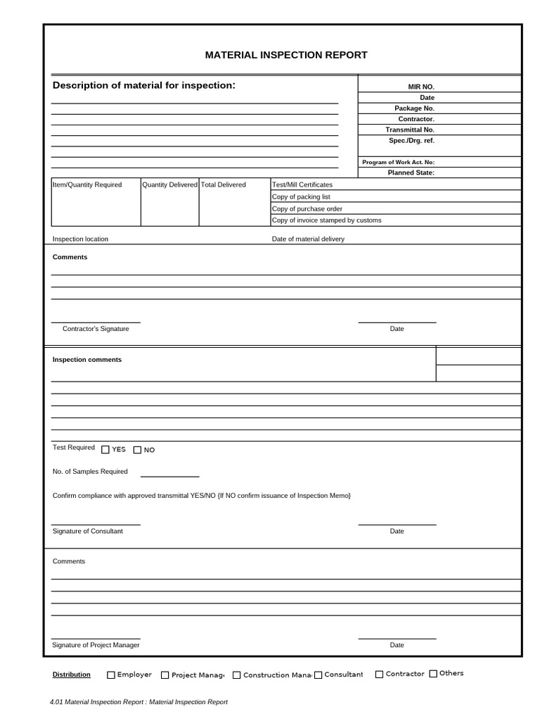 4.01 Material Inspection Report | PDF