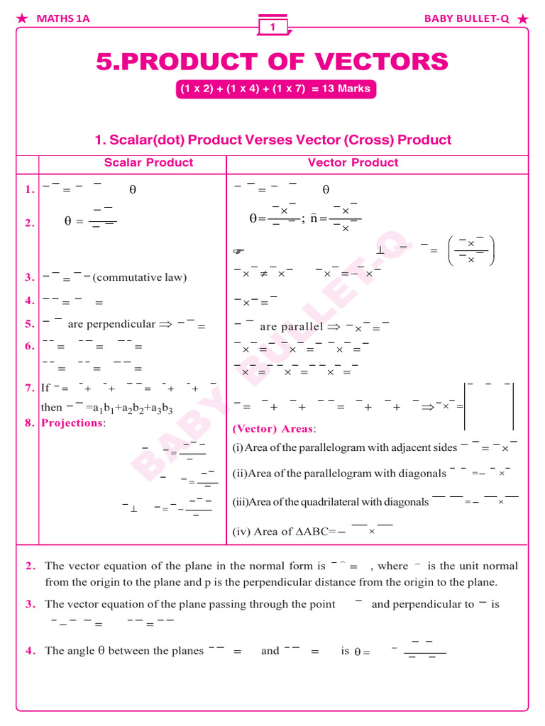 5 Product of Vectors | PDF | Euclidean Vector | Mathematical Objects