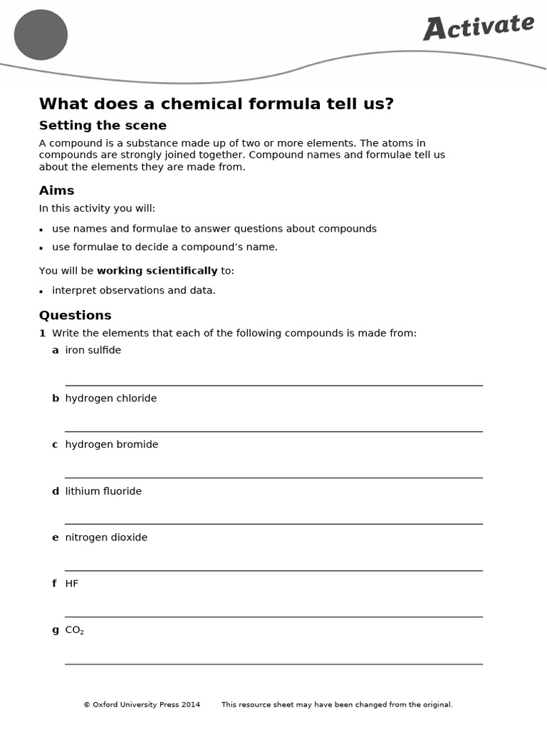 Understanding Chemical Formulas and Compounds | PDF