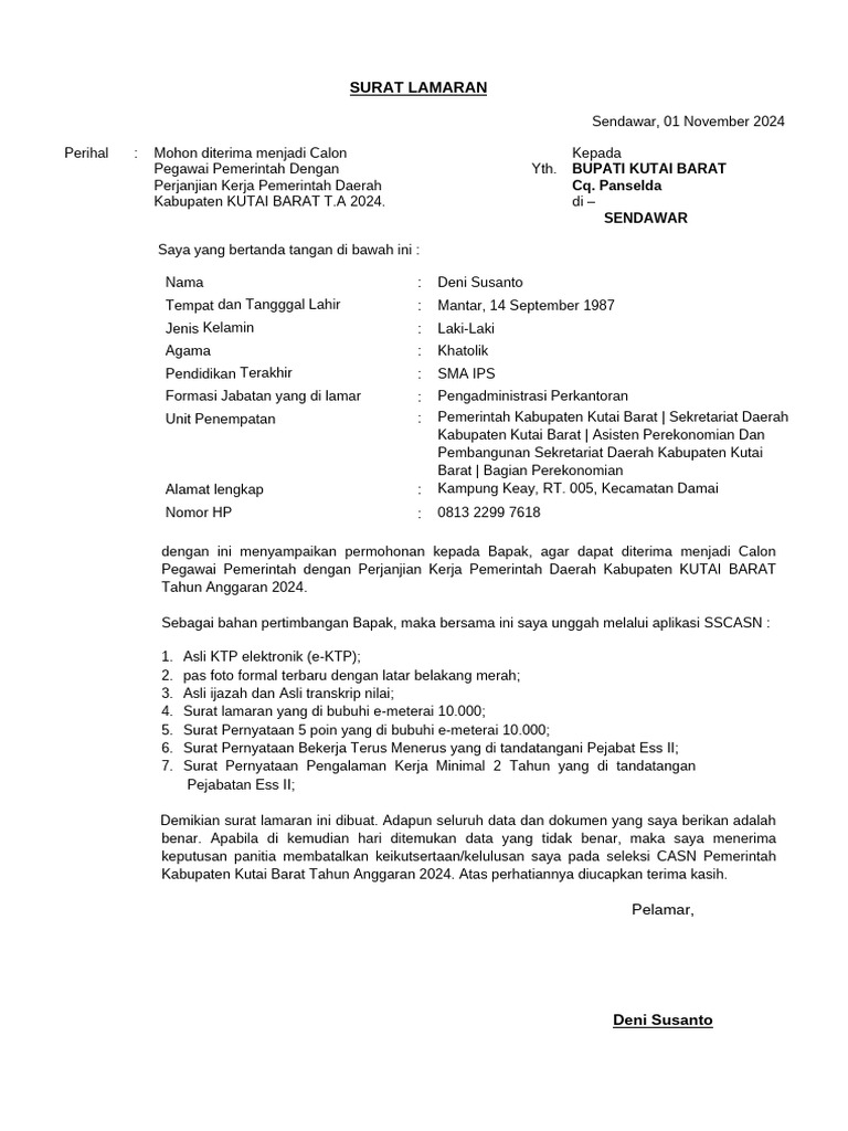 Form Persyaratan Deni | PDF