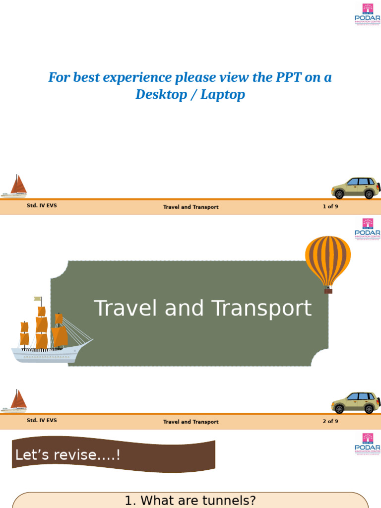 PPT4 CB IV EVS Travel and Transport | PDF | Transportation Engineering | Transport Infrastructure