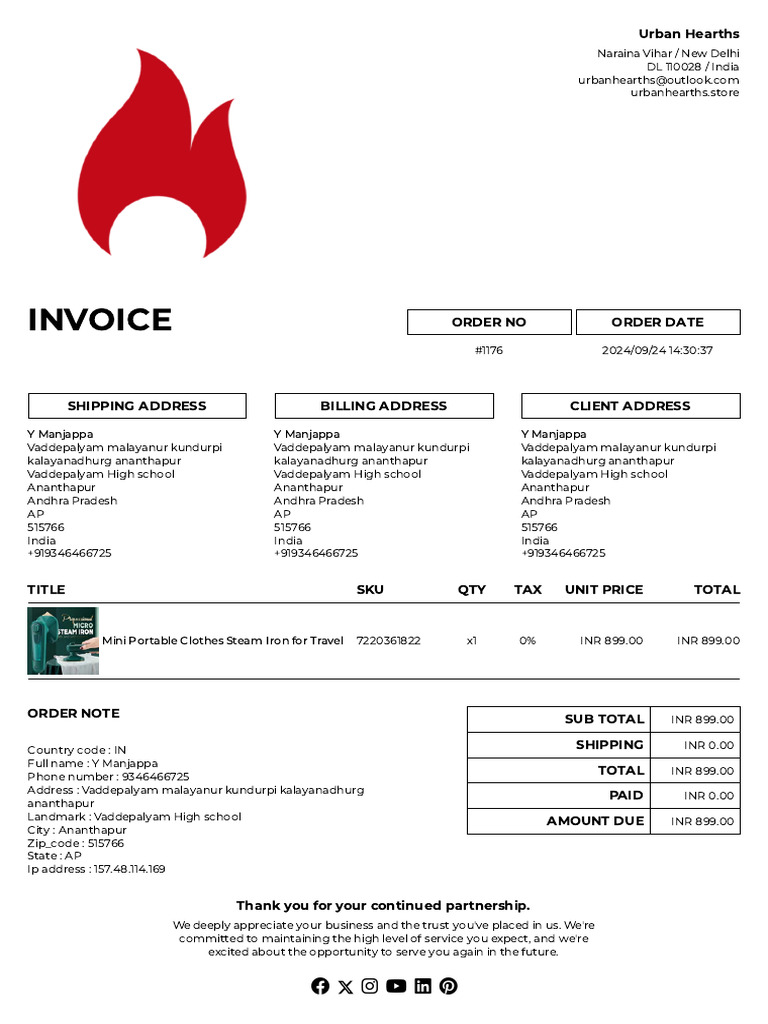 Invoice 1176 | PDF