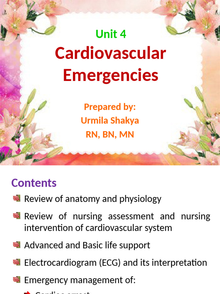 Unit 4 - Cardiovascular Emergencies | PDF | Myocardial Infarction ...