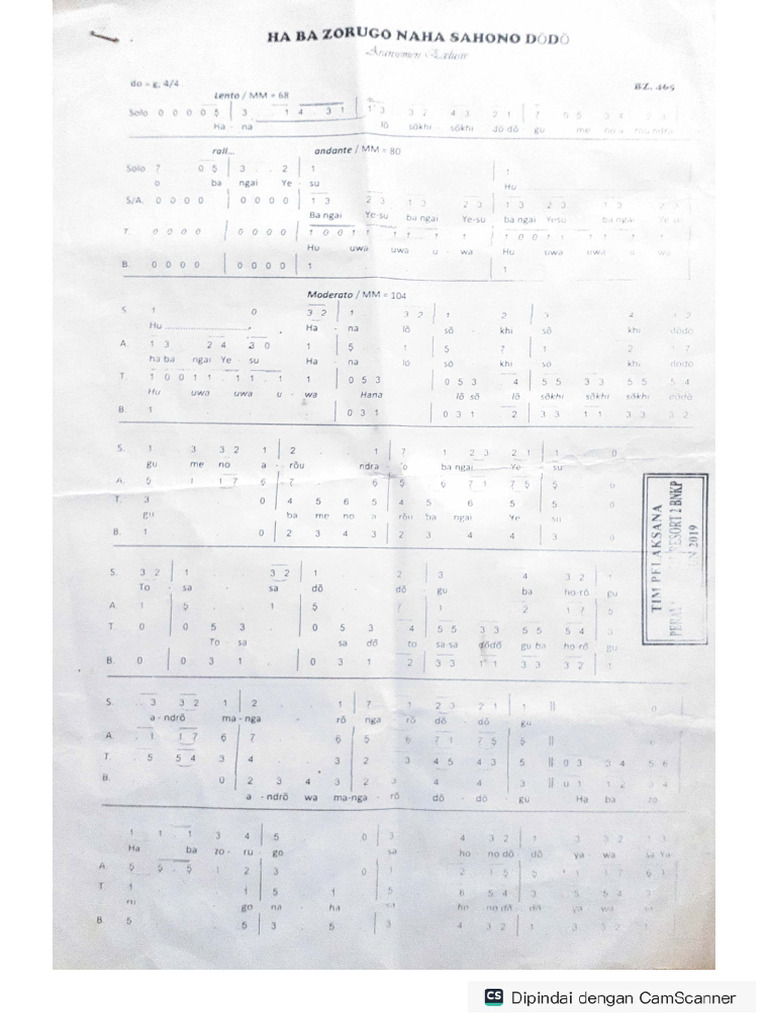 Bahan Koor Habazorugo Naha Sahono Dodo | PDF