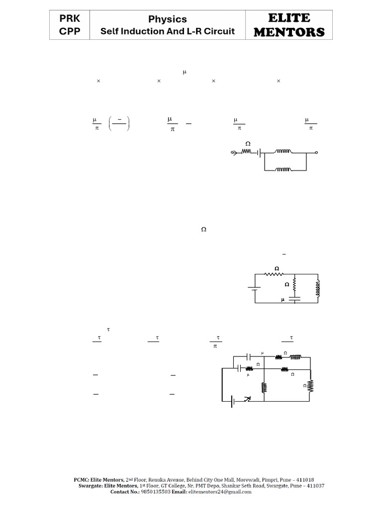 CPP Self Induction and L-R Circuit | PDF | Inductance | Inductor