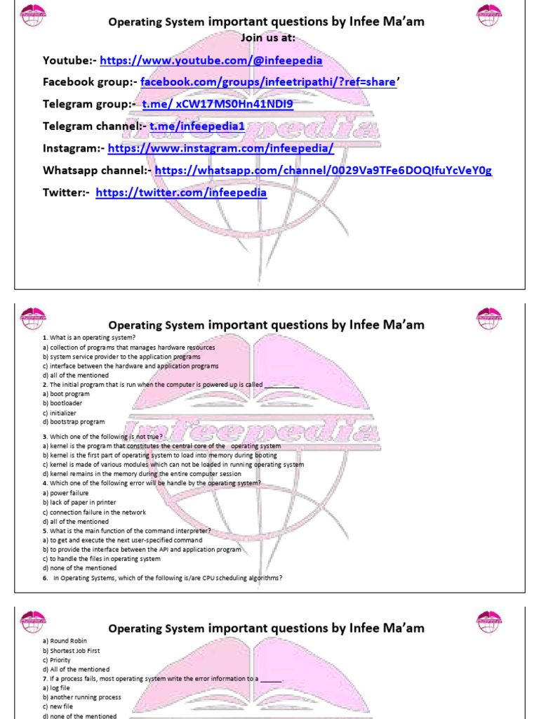 Operating System Imp Questions Pdf Scheduling Computing Process Computing