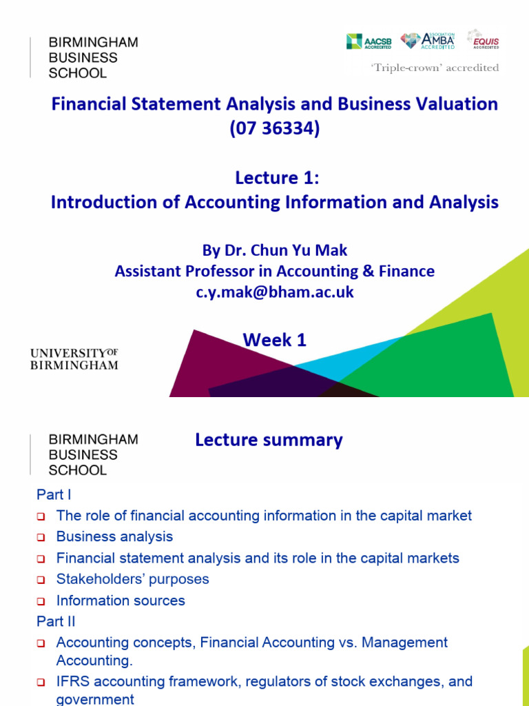 Financial Statement Analysis Overview | PDF | Valuation (Finance ...