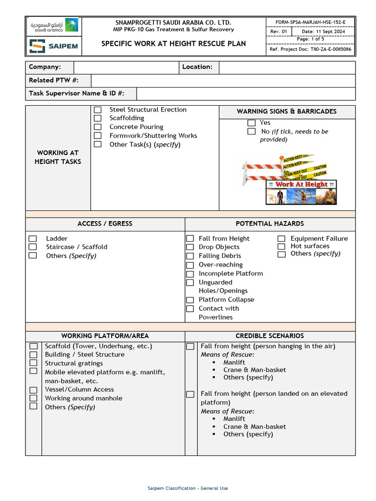 FORM-SPSA-MARJAN-HSE-152-E Specific Work at Height and Rescue Plan ...
