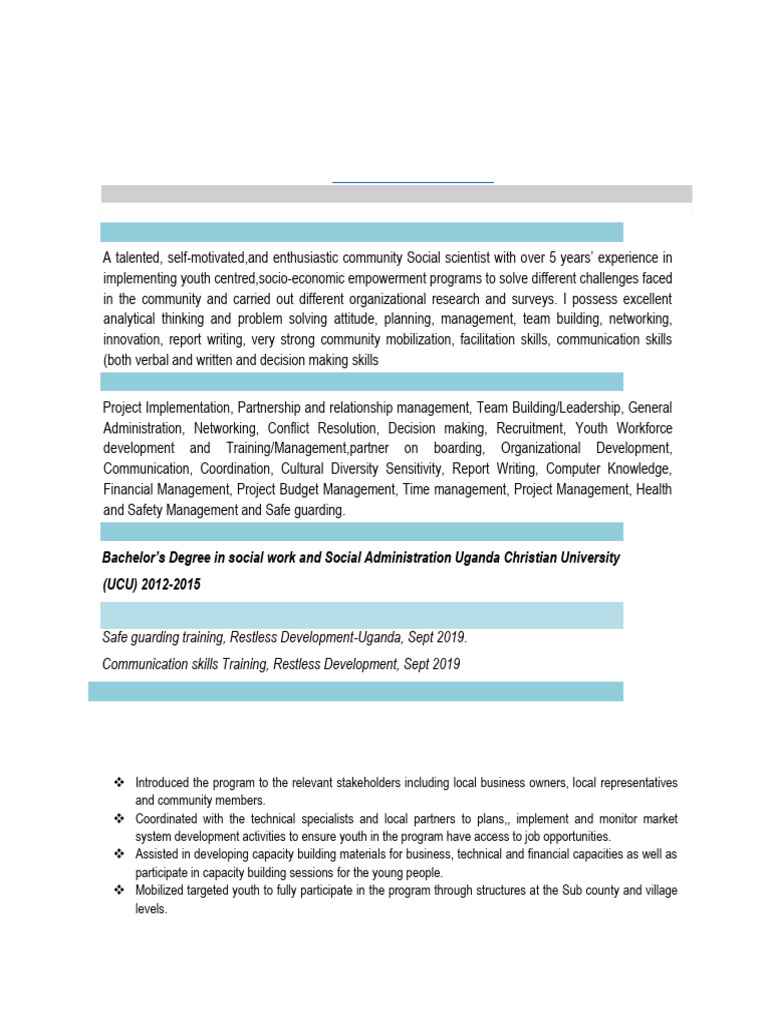 Resume-Oyenyboth Deborah | PDF | Wash | Sanitation