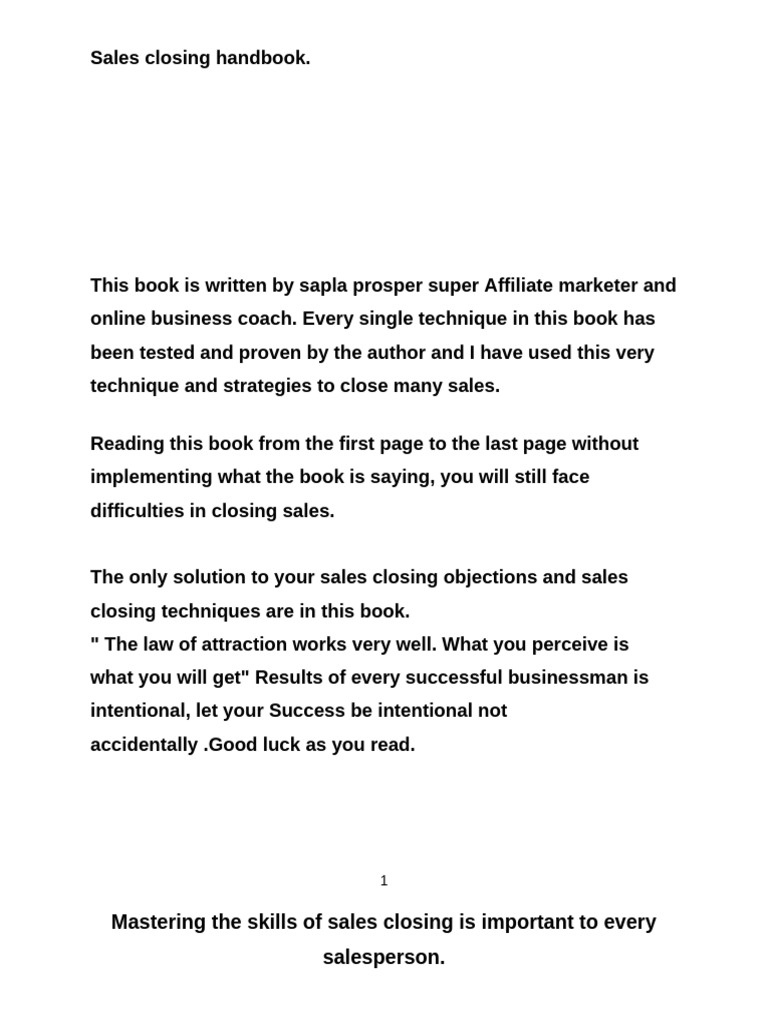 Sales Closing Handbook | PDF | Sales | Incentive