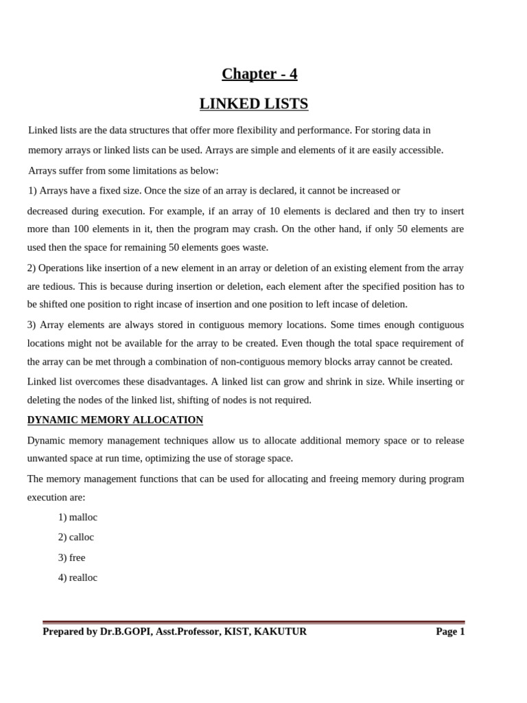 CHAPTER 4 - LINKED LISTSds | PDF | Pointer (Computer Programming ... CHAPTER 4 - LINKED LISTSds | PDF | Pointer (Computer Programming ...