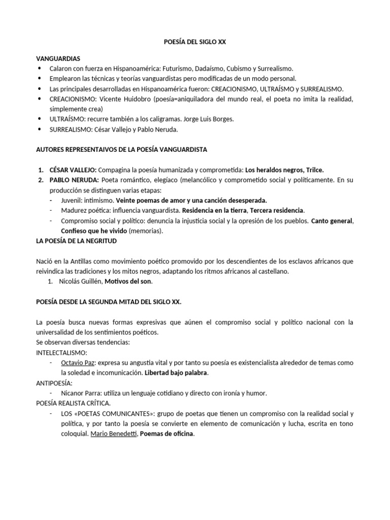 Poesía y Narrativa Del Siglo XX | PDF | Vanguardia | Poesía