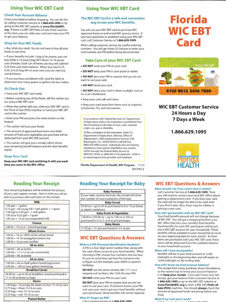 FL Wic Ebt Card Brochure English | PDF