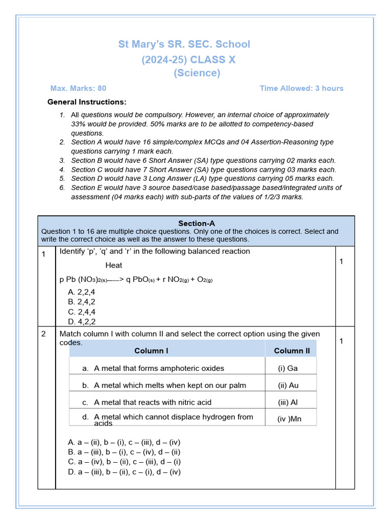 Science Class 10th Pre-Boards 2024-25 | PDF | Fetus | Placenta