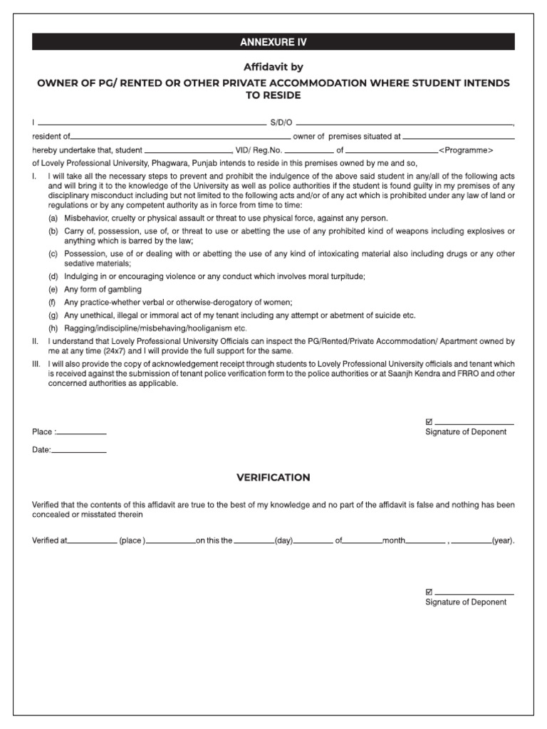 Annexure IV AffidavitbyOwner | PDF