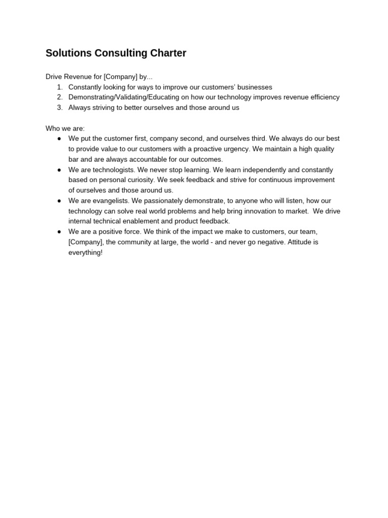 PreSales Team Charter (Example) | PDF