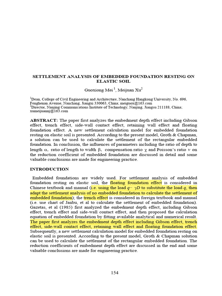 528-Settlement Analysis of Embedded Foundation Resting On Elastic Soil ...
