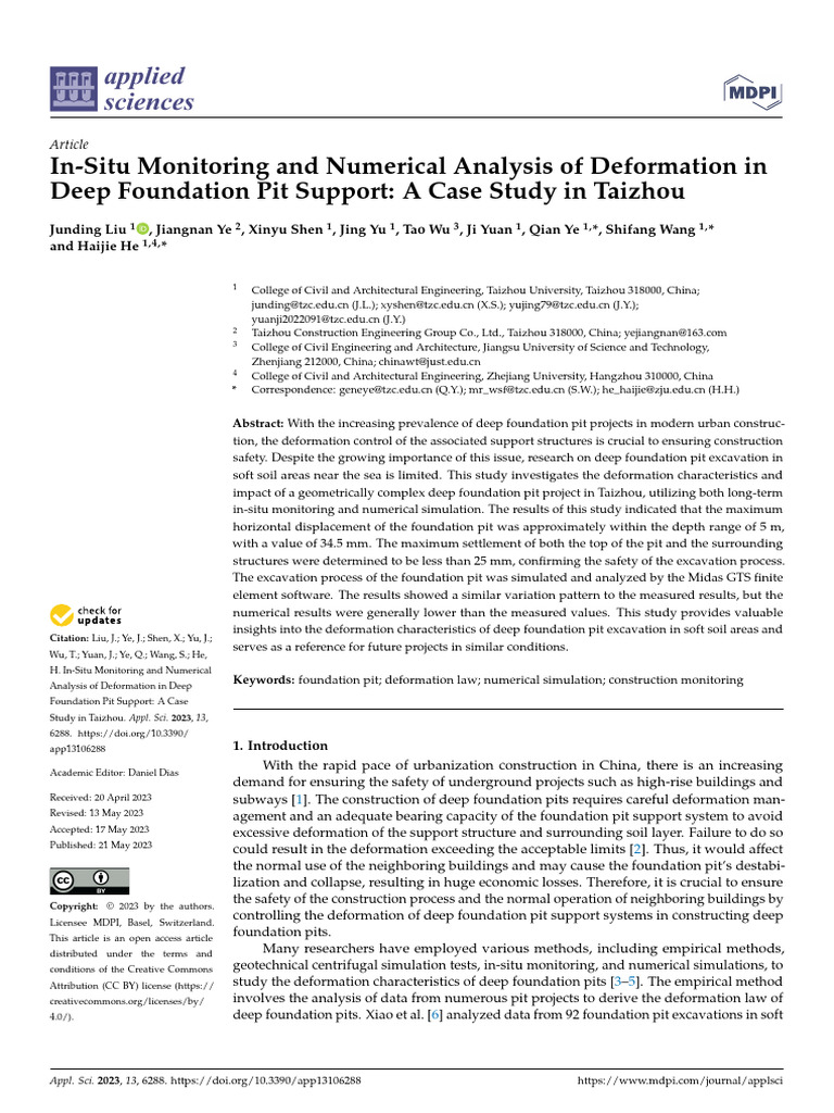 524-In-Situ Monitoring and Numerical Analysis of Deformation in Deep ...