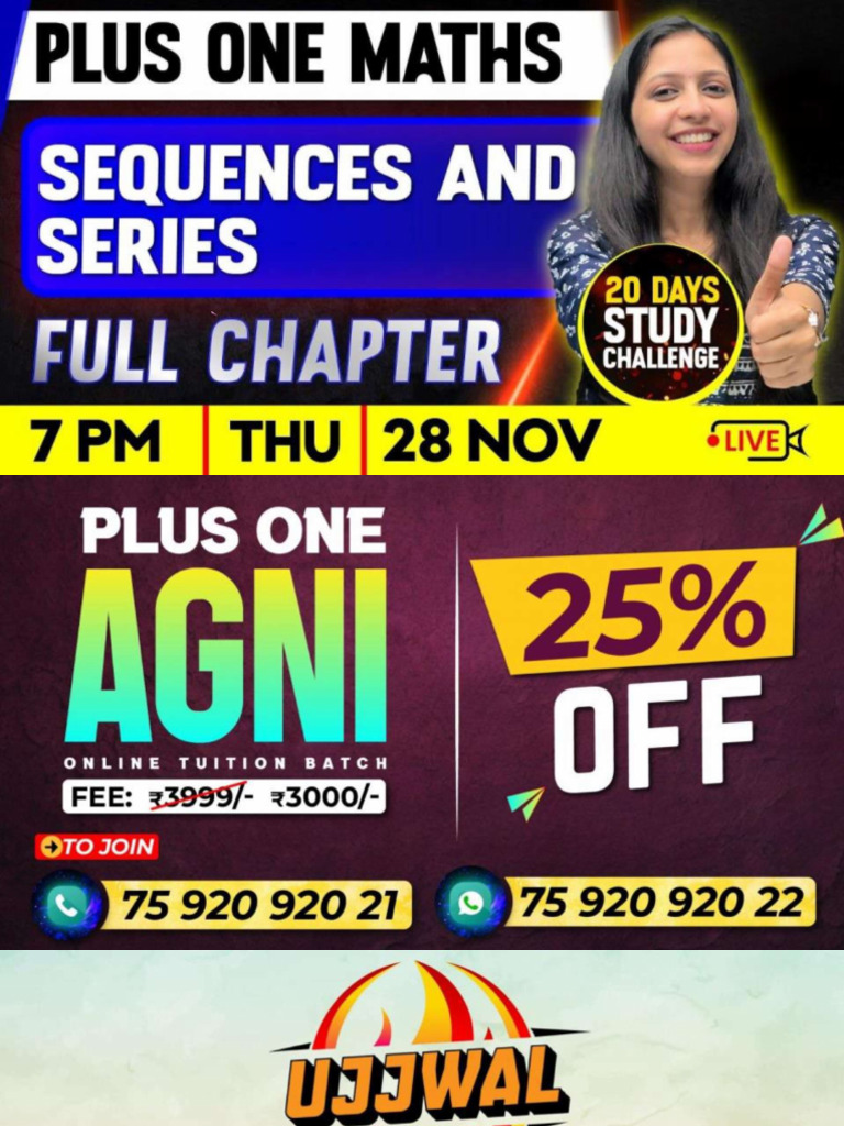 Exam Winner Plus One Maths Sequences and Series Full Chapter 20 Days ...