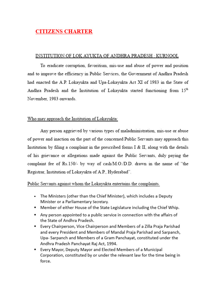 Citizens Charter | PDF | Separation Of Powers | Political Law