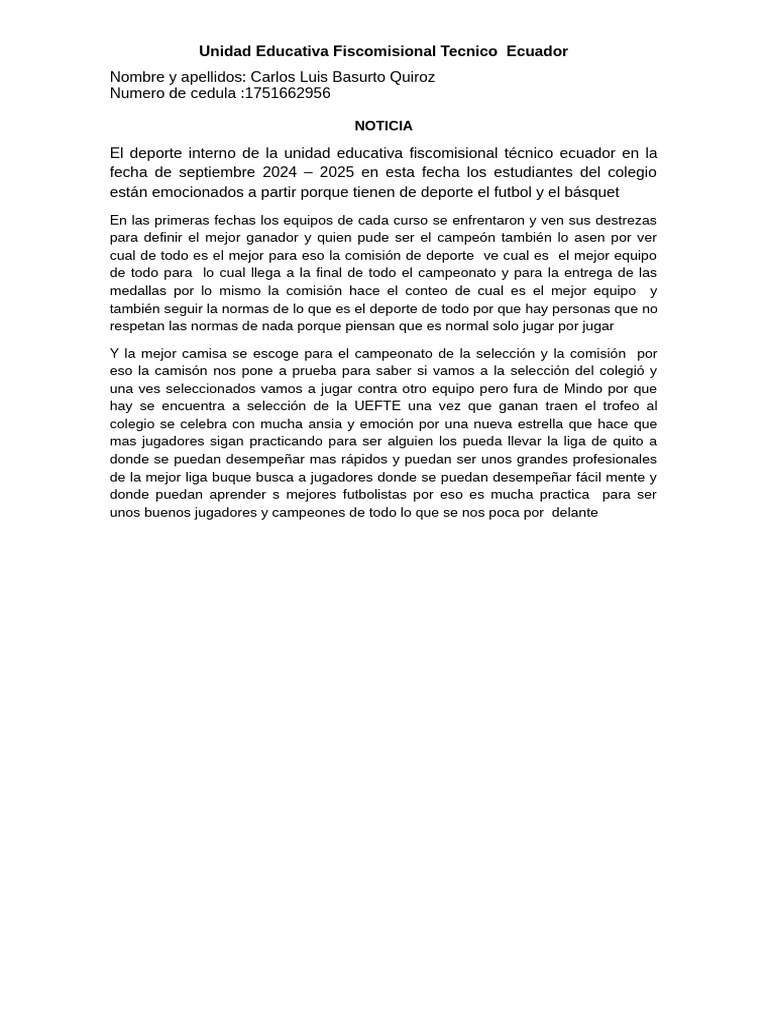 Carlos Basurto de La Noticia | PDF