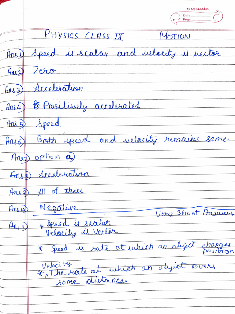 Class IX Physics: Motion Concepts | PDF