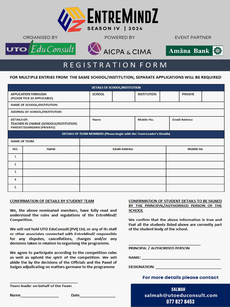 Emz Iv Registration Form | PDF