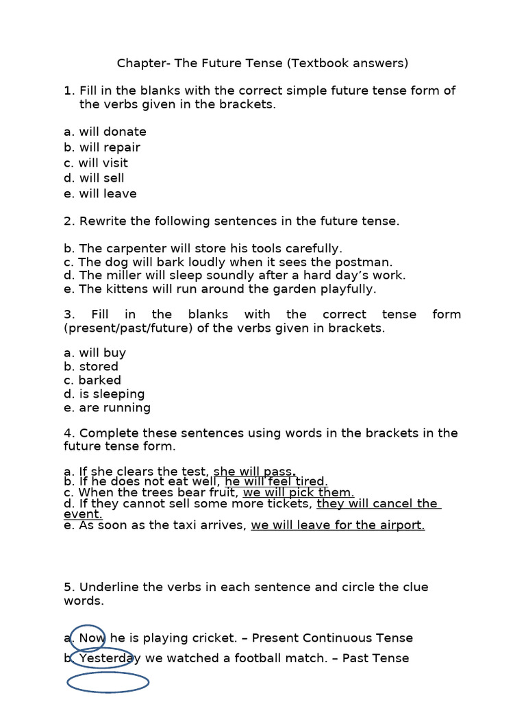 Future Tense Exercises for Grade 3 | PDF