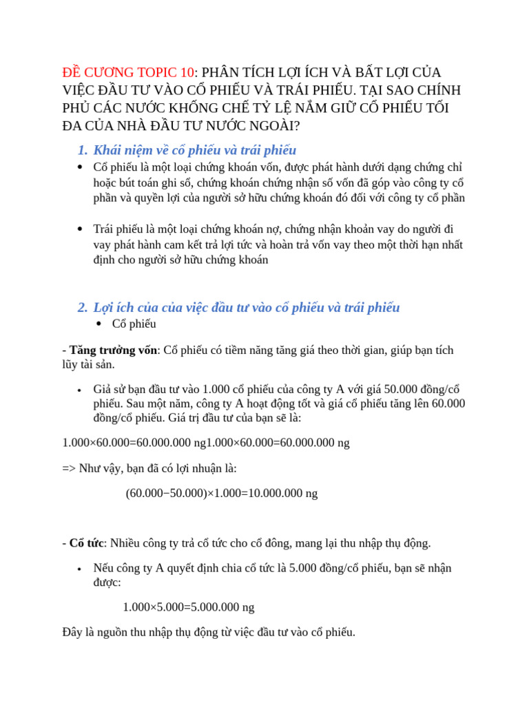 ĐỀ CƯƠNG TOPIC 10 | PDF