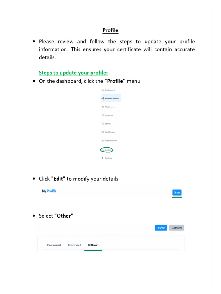 Profile Updation | PDF