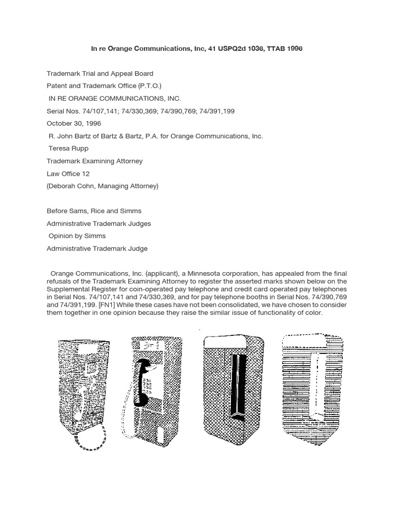 In Re Orange Communications | PDF | Trademark | Telephone