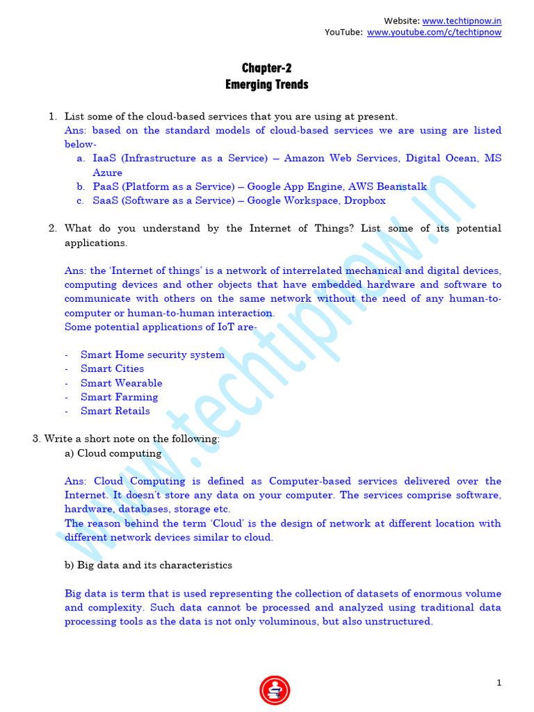 Chapter 2 Solution NCERT IP CLASS 11 | PDF | Cloud Computing | Internet Of Things
