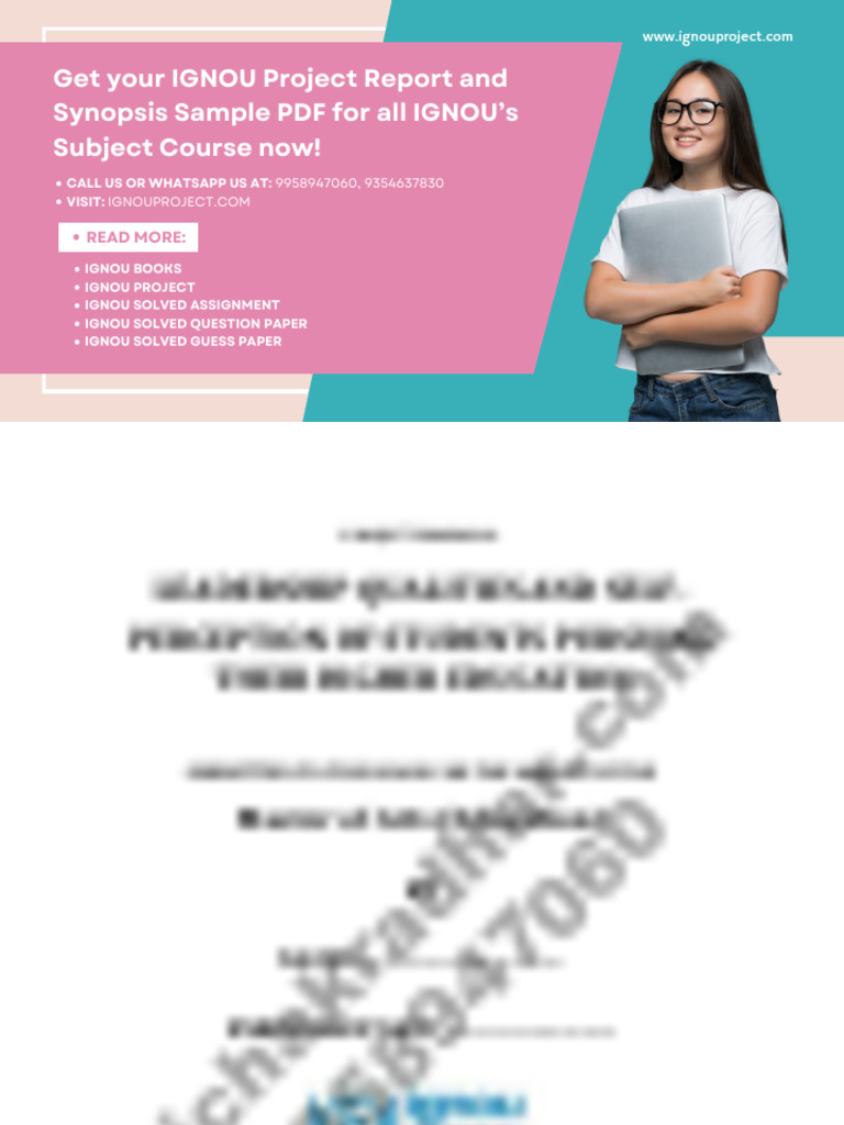 IGNOU MAEDU Project Synopsis PDF Titled "Leadership Qualities and Self ...