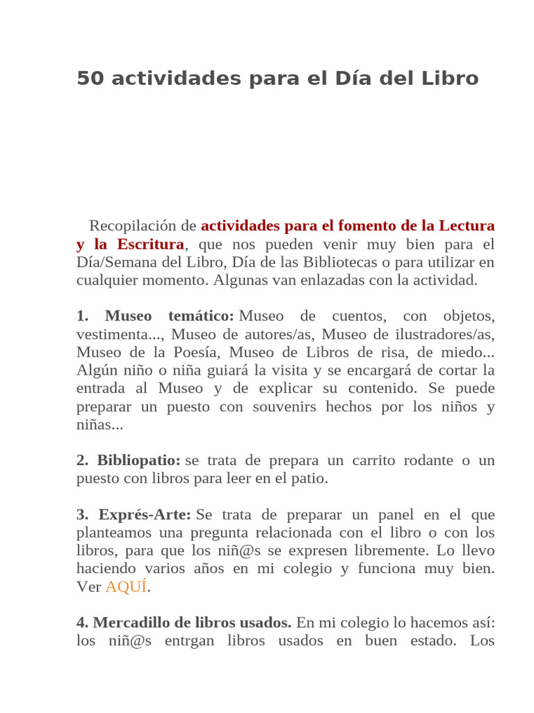 Actividades para El Día Del Libro | PDF | Poesía